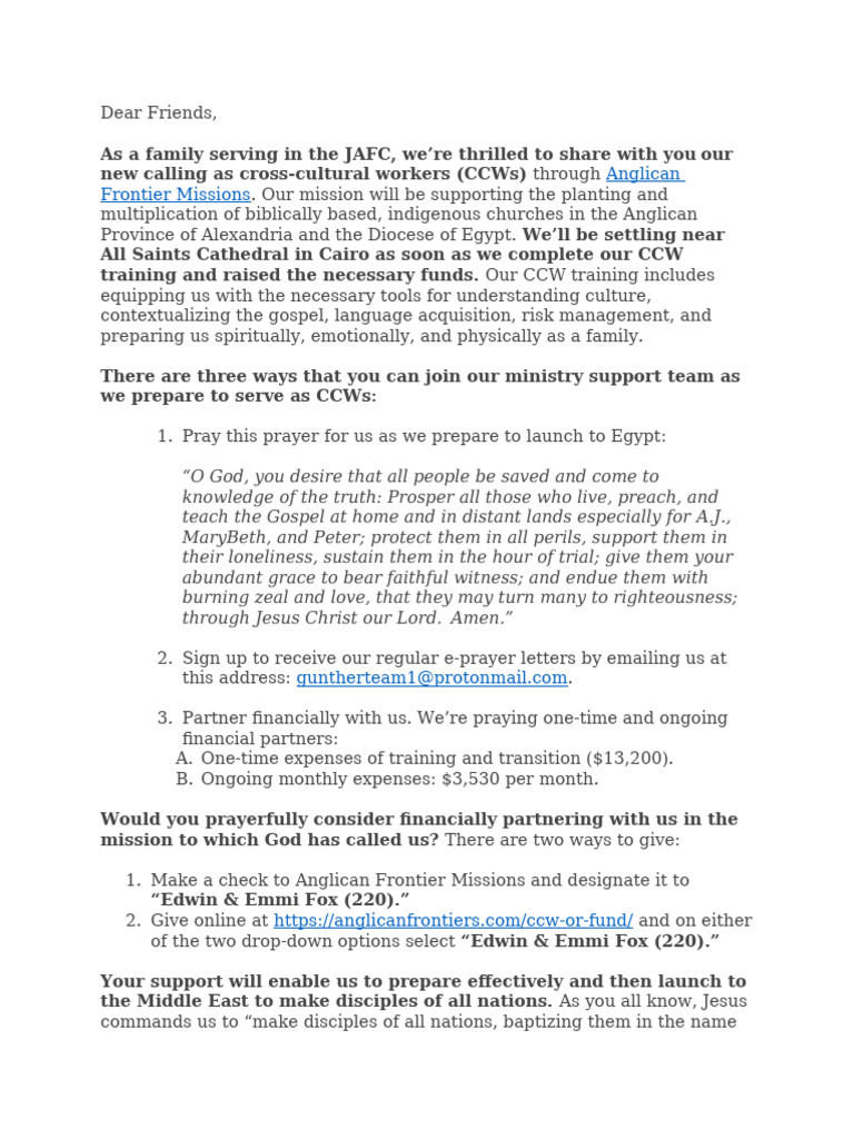 JAFC Support Letter AFM 2-15-2023 | PDF | Jesus | Saint Peter