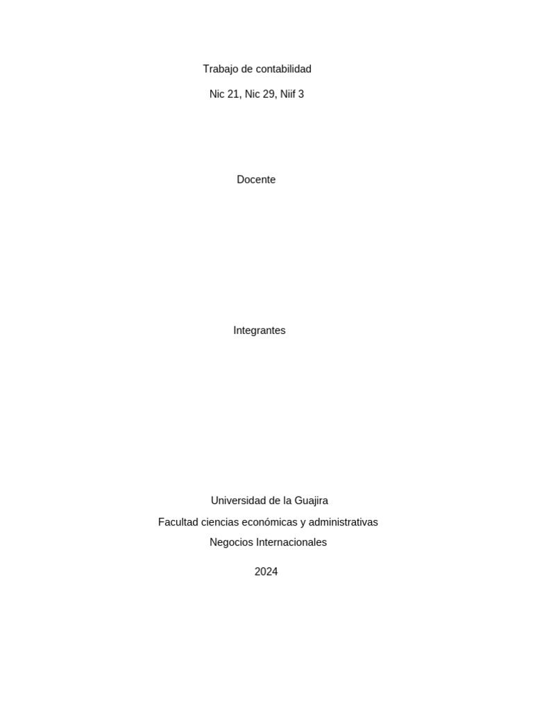 Trabajo de Contabilidad Nic 21, Nic 29, Niif 3 | PDF | normas ...