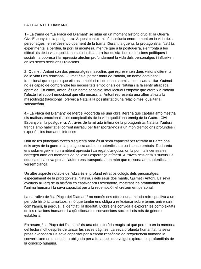 La Placa Del Diamant | PDF