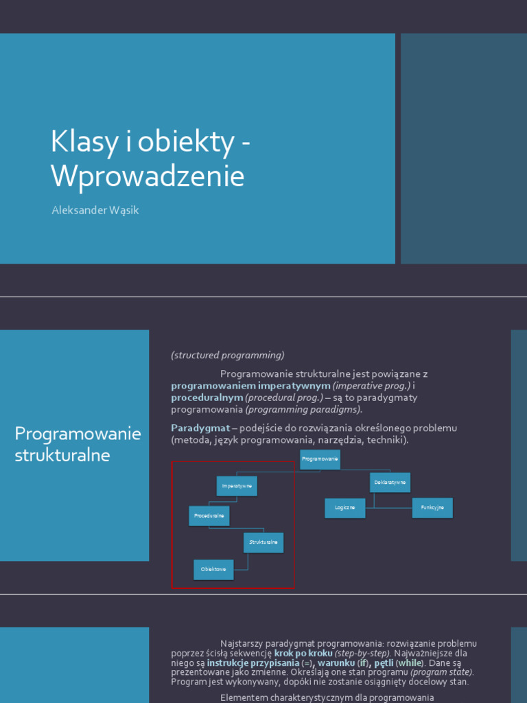 Klasy I Obiekty Wprowadzenie | PDF