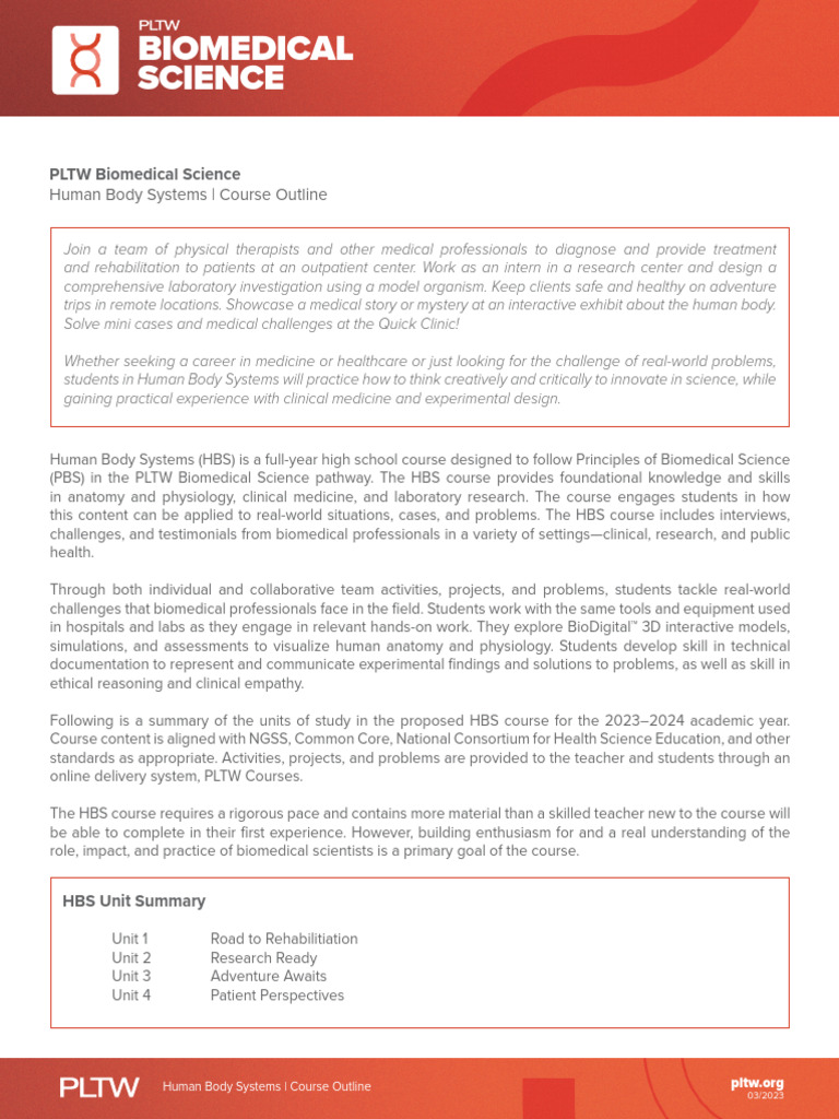 HBS CourseOutline BMS | PDF | Kidney | Physical Therapy