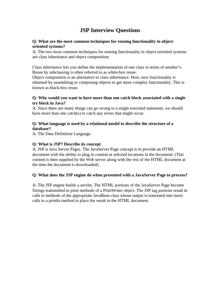 JSP Interview Prep Guide | PDF