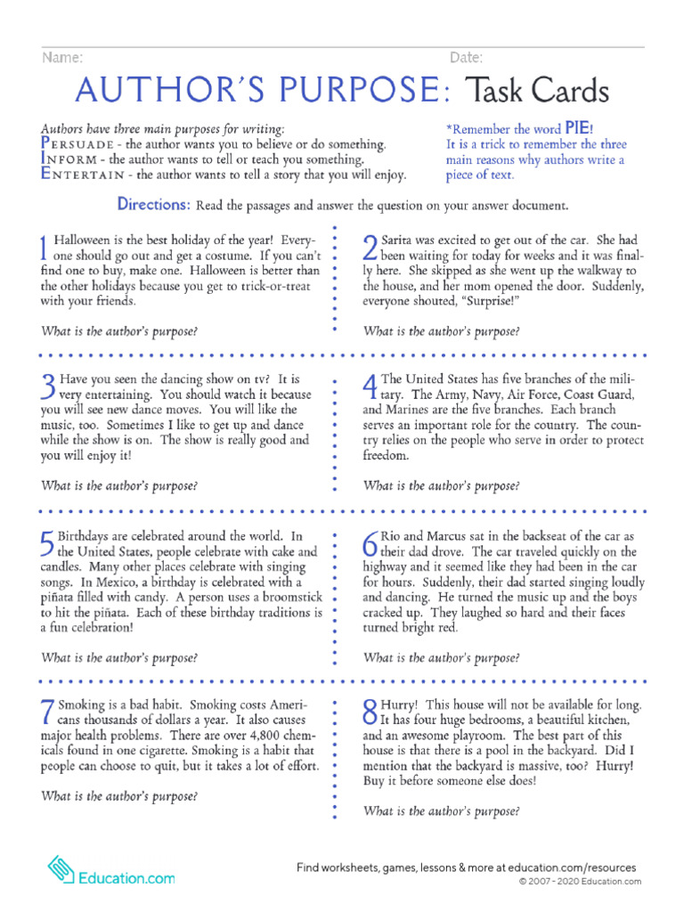 Author Purpose Activity | PDF