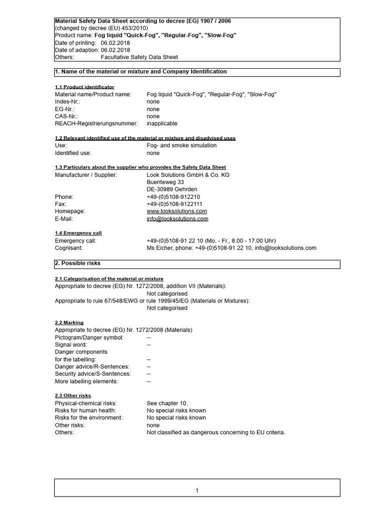 Look SOlutions Viper MSDS | PDF | Water | Toxicity