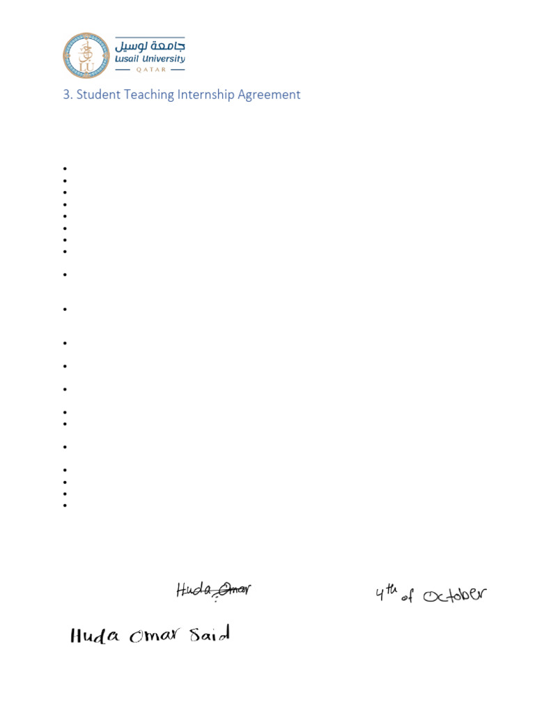 Appendix A3 Student Teaching Internship Agreement 2 | PDF | Teachers | Mentorship