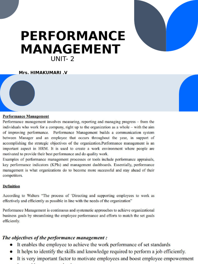 Performance Management Unit 2 Pdf Goal Performance Appraisal