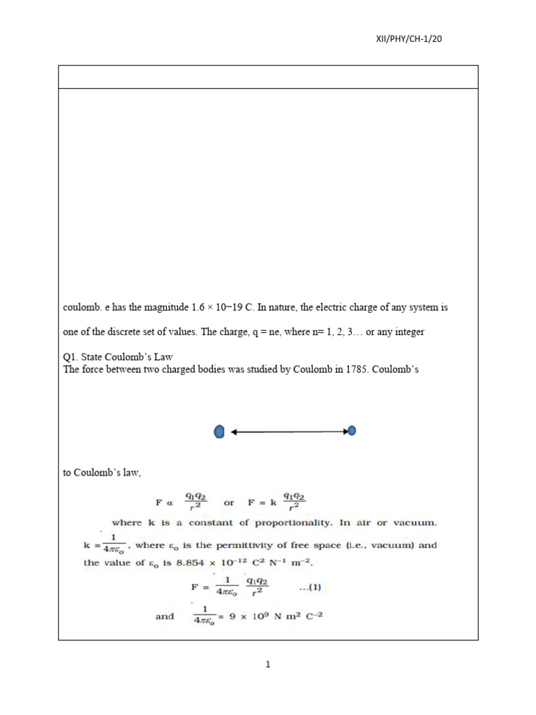 1.electric Charges | PDF | Electric Field | Force