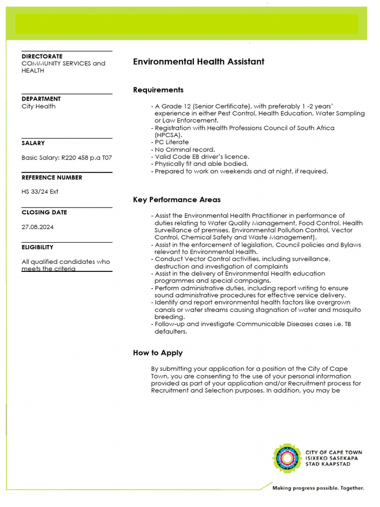 Data Overview - Environmental Health Assistant | PDF | Environmental ...