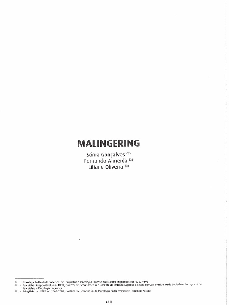 Malingering | PDF