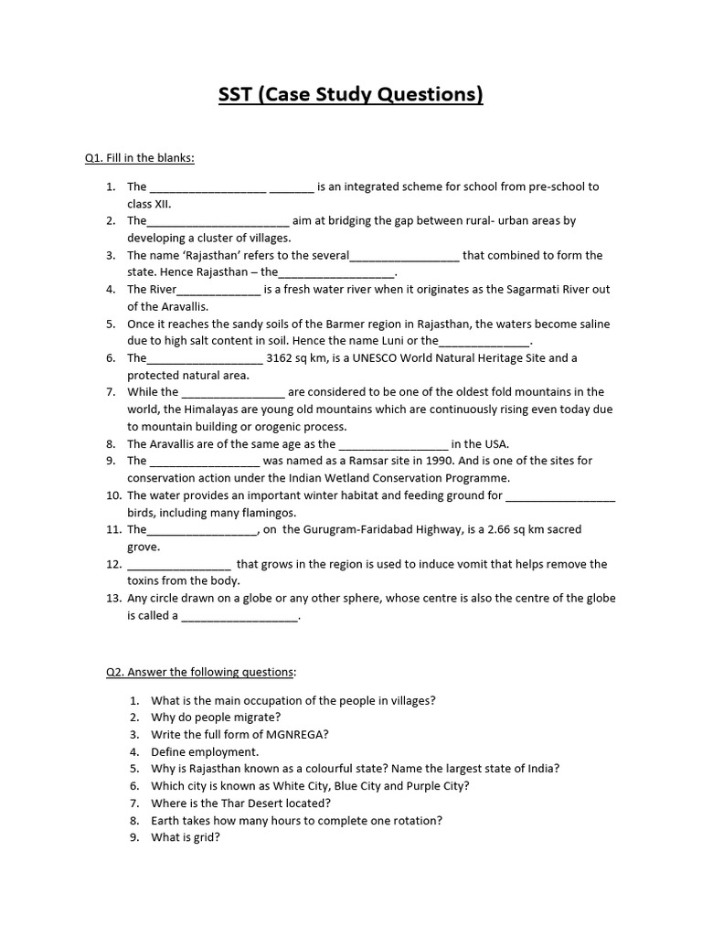 SST - Case Study Questions | PDF | Earth Sciences
