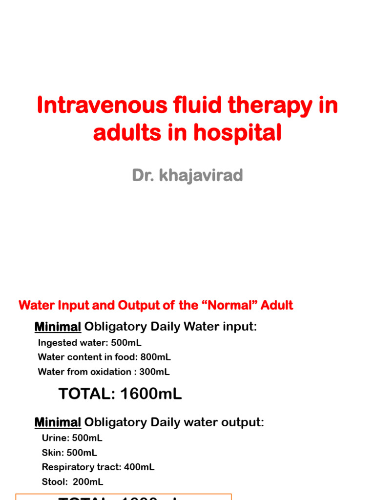 Hospital Adult IV Fluid Therapy Guide | PDF | Intravenous Therapy ...