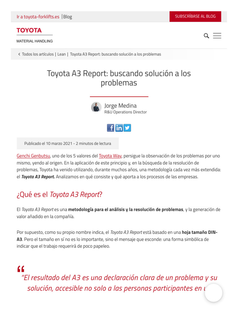 Toyota A3 Report - Buscando Solución A Los Problemas | PDF | Toma de ...