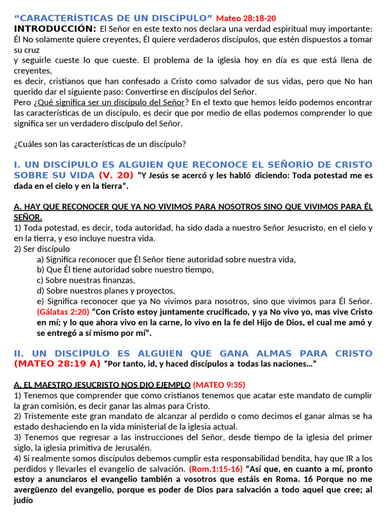 Características de Un Discípulo | PDF | Cristo (título) | Evangelio de ...