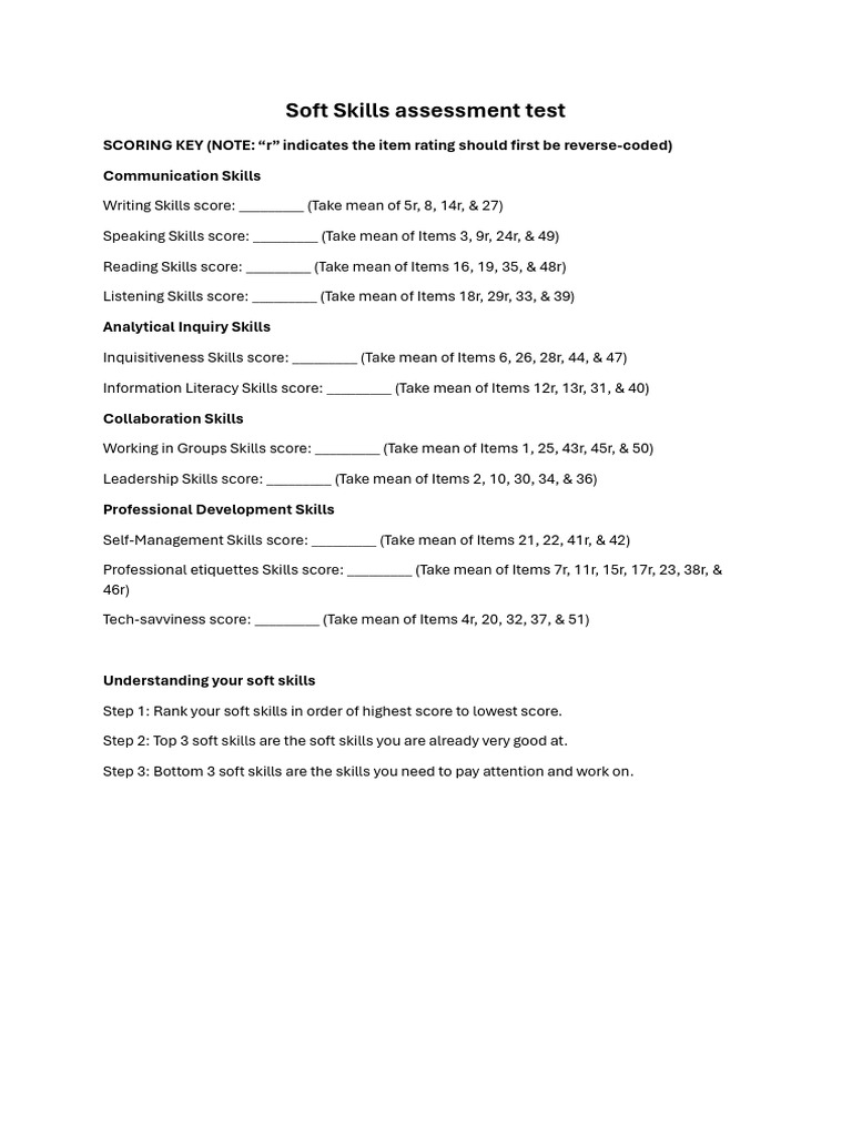 Soft Skills Self-Assessment Guide | PDF