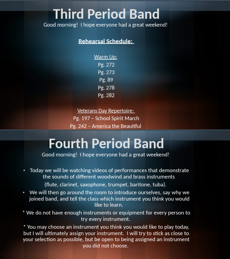 Band Rehearsal Schedule Overview | PDF