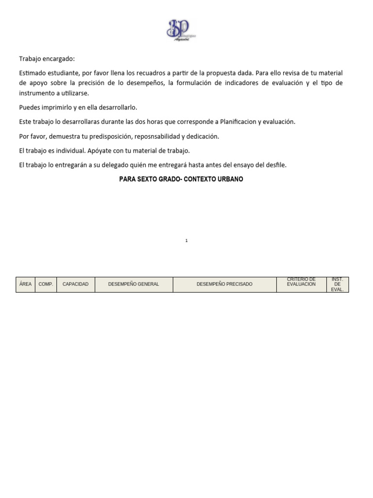 Formular Desempeños Precisados, Criterios de Evaluacion e Instrumentos ...