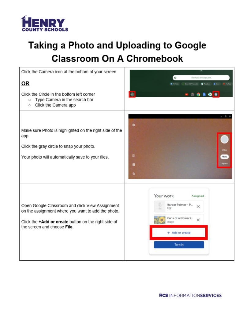 Taking A Photo and Uploading To Google Classroom On A Chromebook | PDF ...