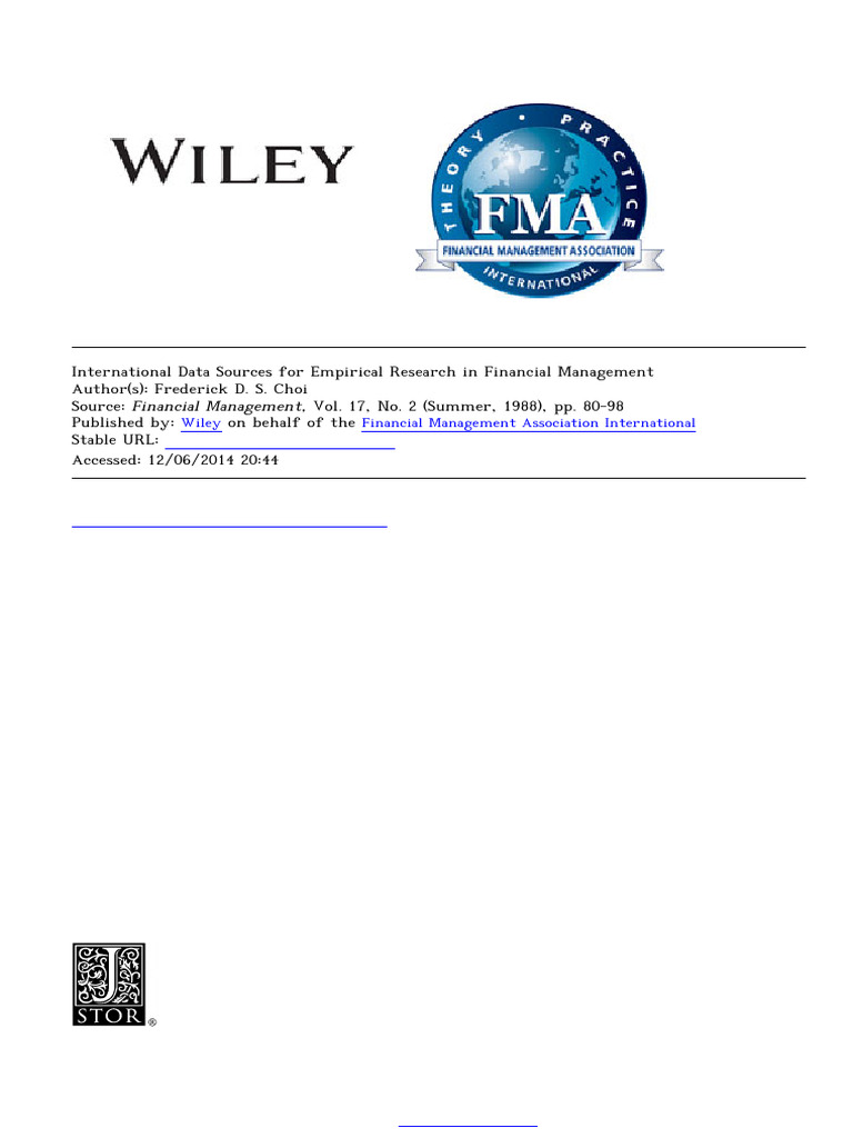 Choi 1988 | PDF | Business | Finance & Money Management