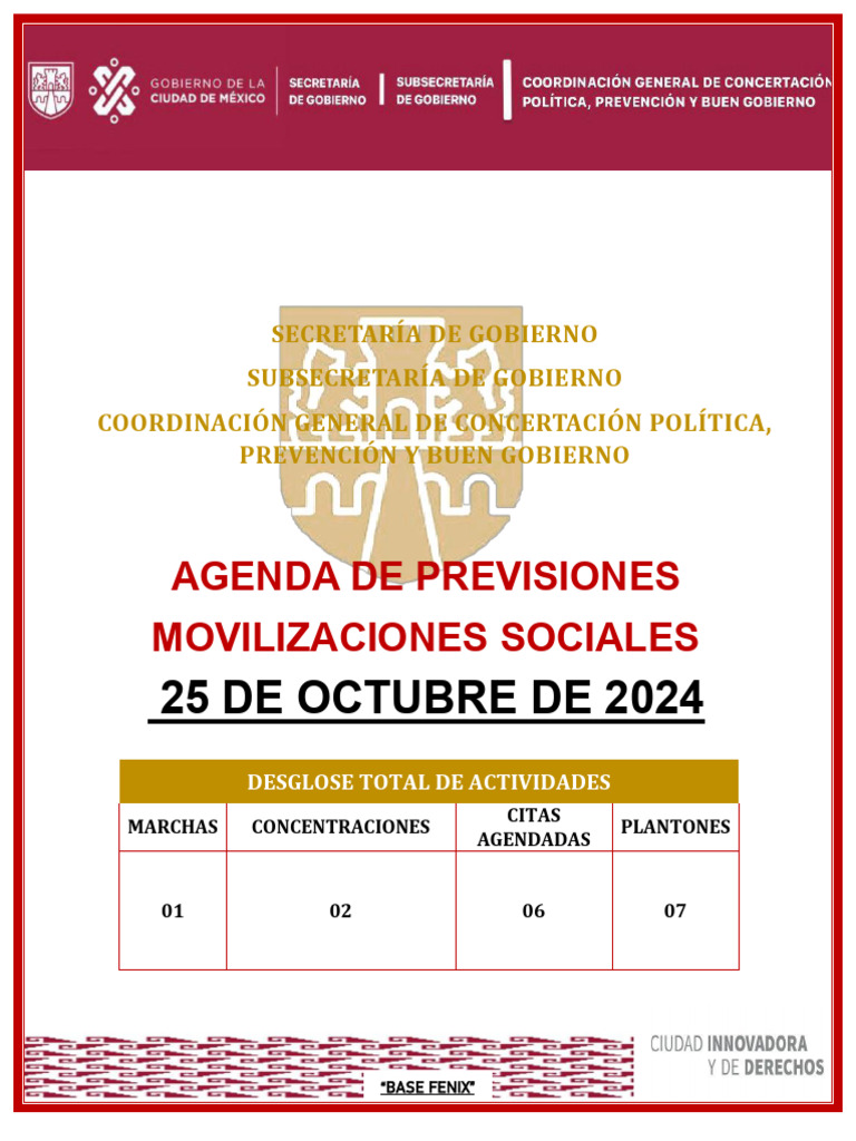 Agenda de Previsiones Del 25 de Octubre Del 2024 | PDF | Gobierno | México
