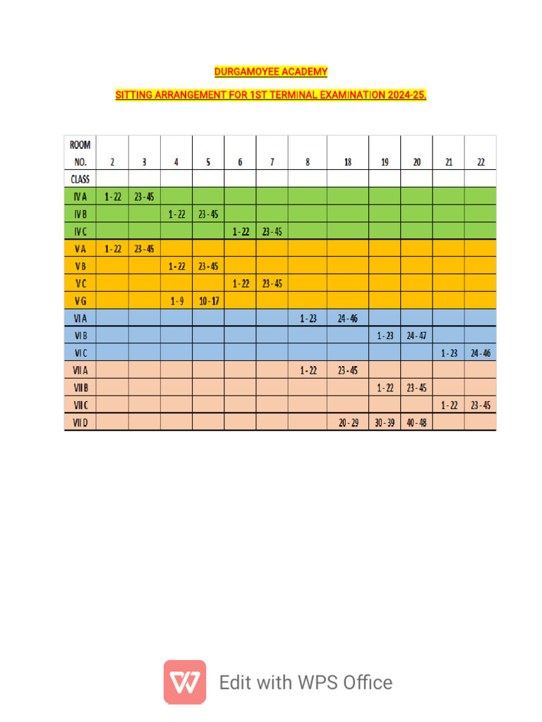 Sitting Arrangement | PDF