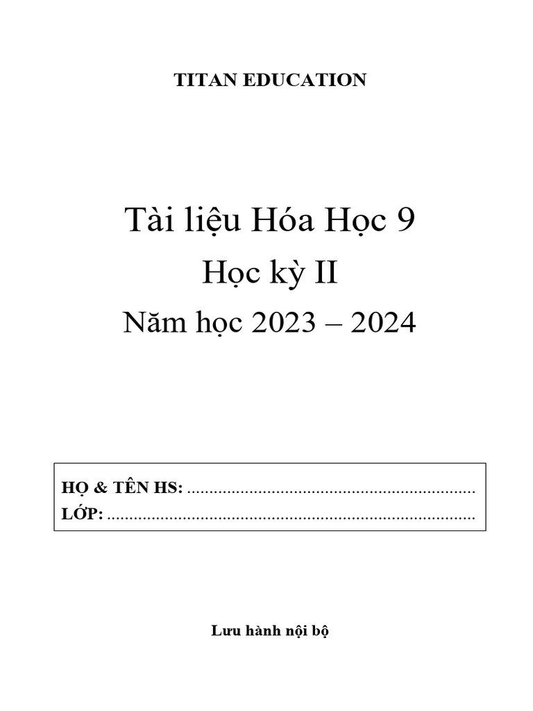 TaiLieu - Hoa 9 - HK 2 - 2023-2024 | PDF