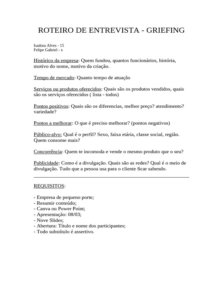 Roteiro de Entrevista | PDF | Negócios | Ciências Sociais