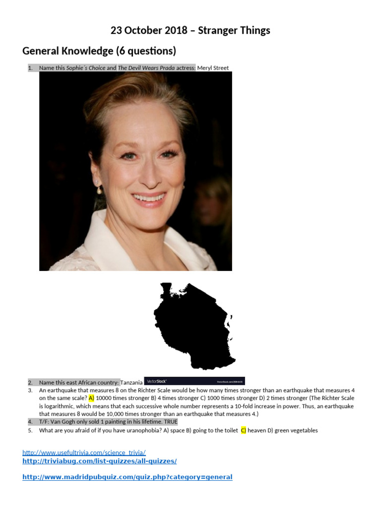 Quiz-20182310 Stranger Things | PDF