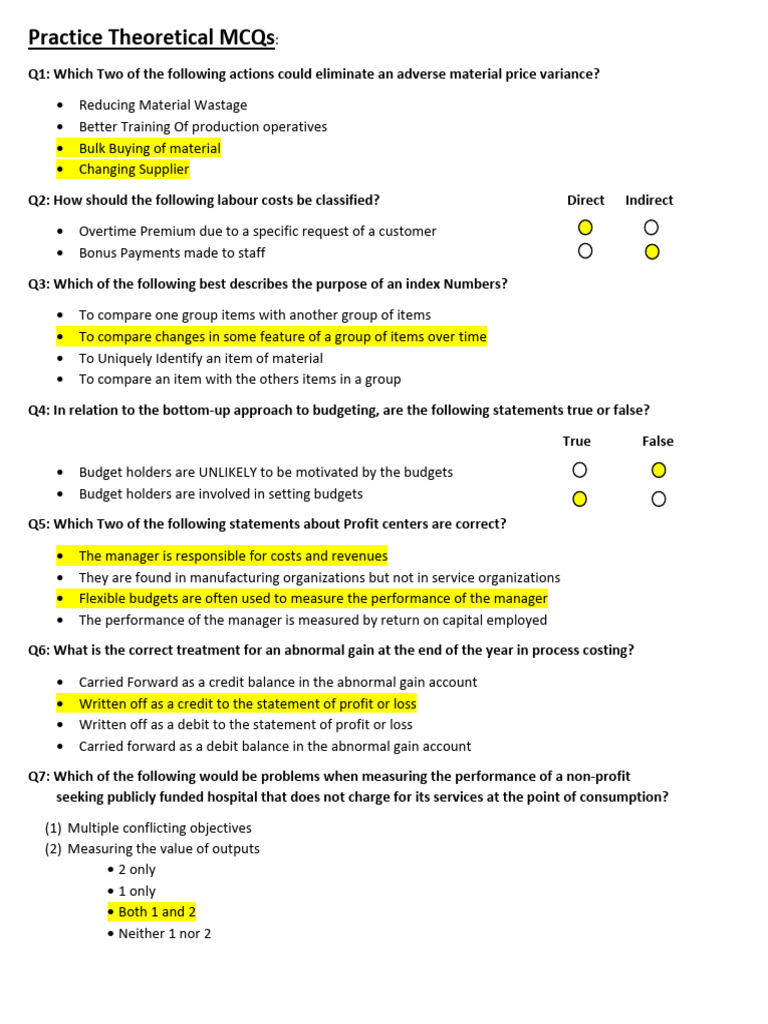 FMA Practice Theoretical MCQs With Answer Key Updated | PDF | Time Series | Economies