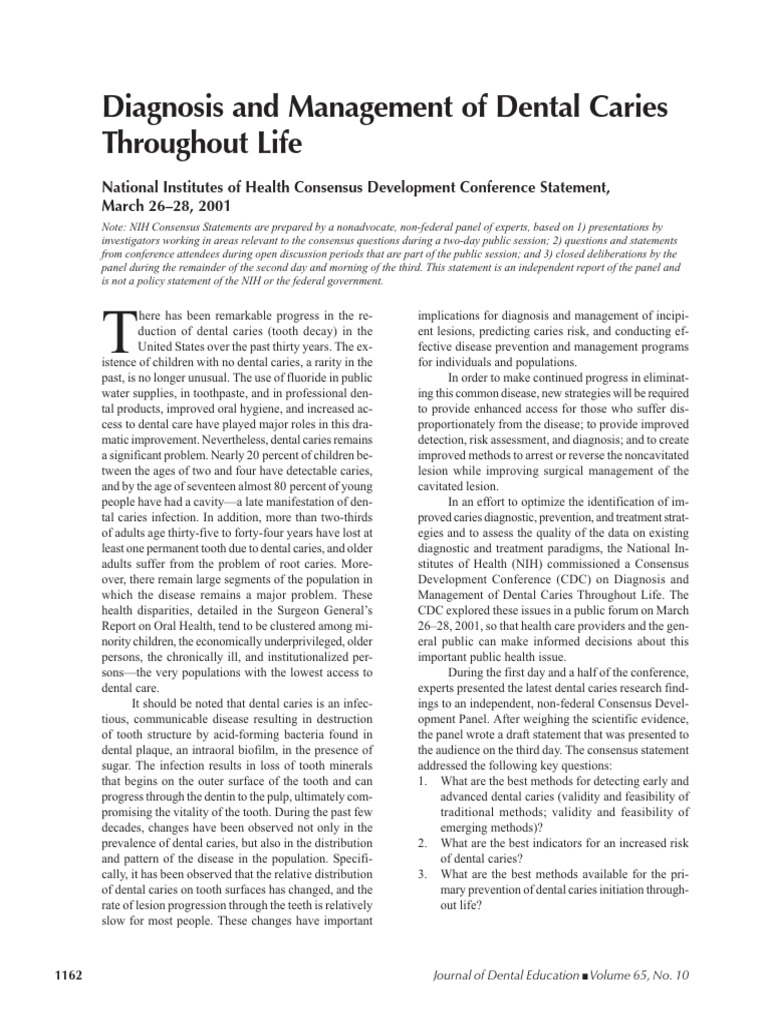 Diagnosis and Management of Dental Caries | PDF | Human Tooth | Health Care