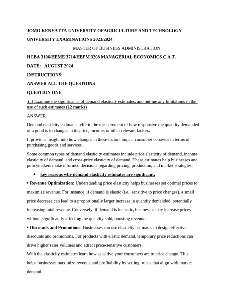 Jomo Kenyatta University Ofagriculture and Technology - Docx.me Cat L ...