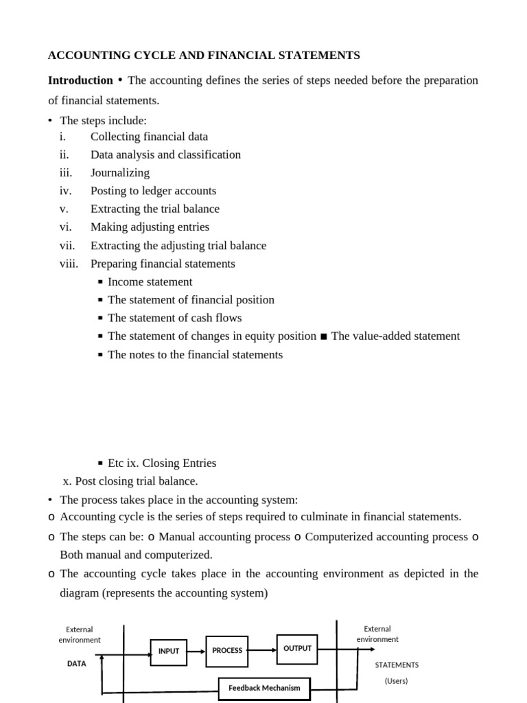 Accounting Cycle and Financial Statements | PDF | Debits And Credits ...