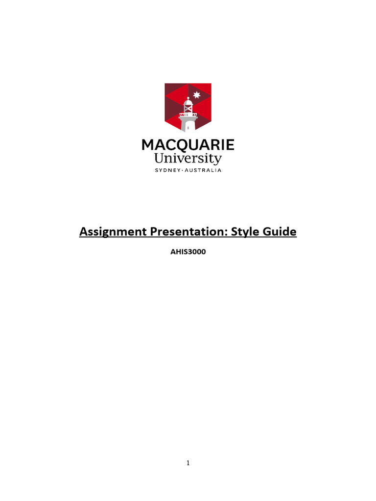 AHIS3000 Assignment Presentation Style Guide | PDF