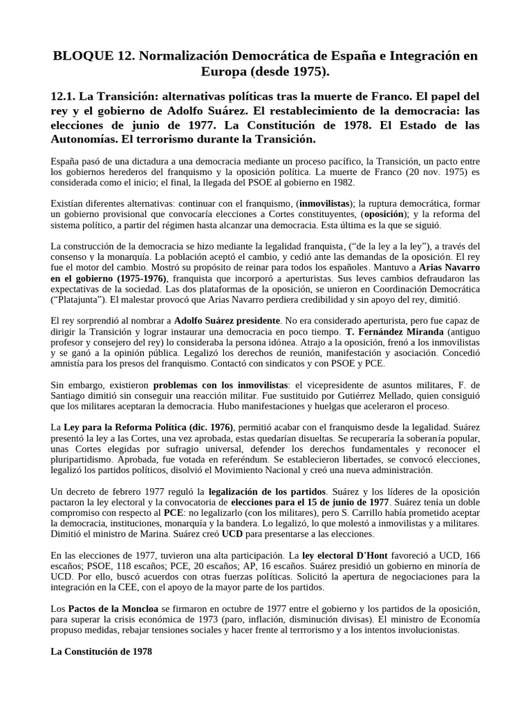 Bloque 12 Pdf España España Franquista