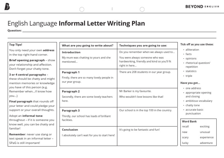 Informal Letter Writing Guide | PDF | Mental Processes | Cognitive ...