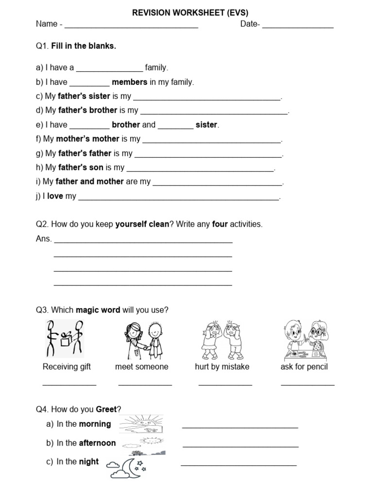 EVS Family and Safety Worksheet | PDF | Language Arts & Discipline ...