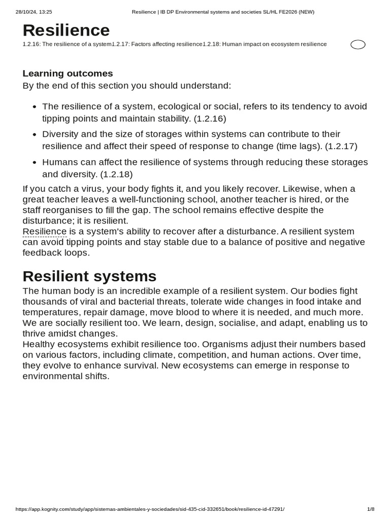 Resilience - IB DP Environmental Systems and Societies SL - HL FE2026 ...