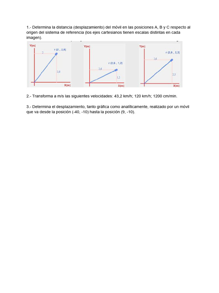 07.03 Posición-Distancia-Desplazamiento Ejercicios | PDF