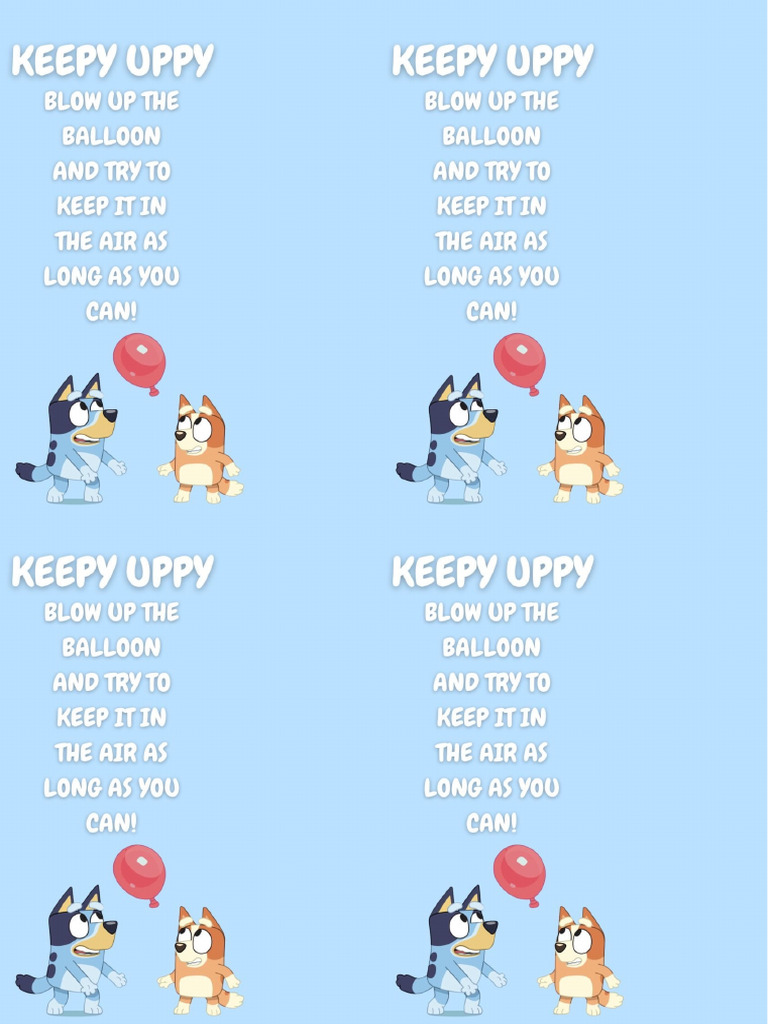 Bluey Keepy Uppy Balloon Game | PDF | Artes del Lenguaje y Comunicación ...