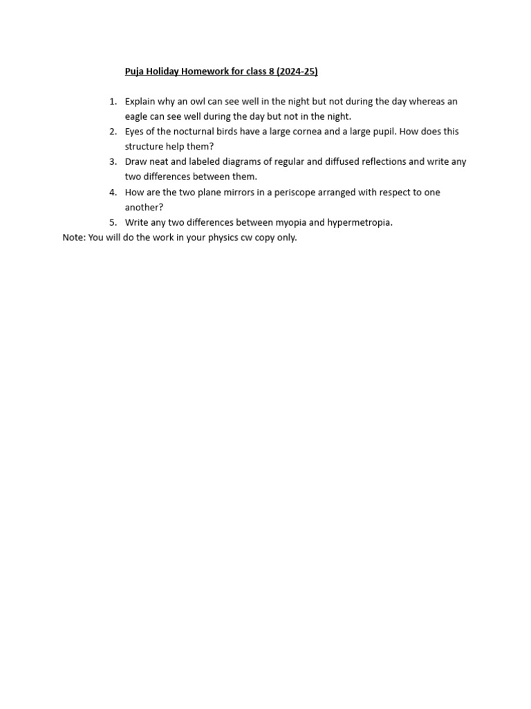 HHW Puja 2024 Class 8 | PDF | Science & Mathematics