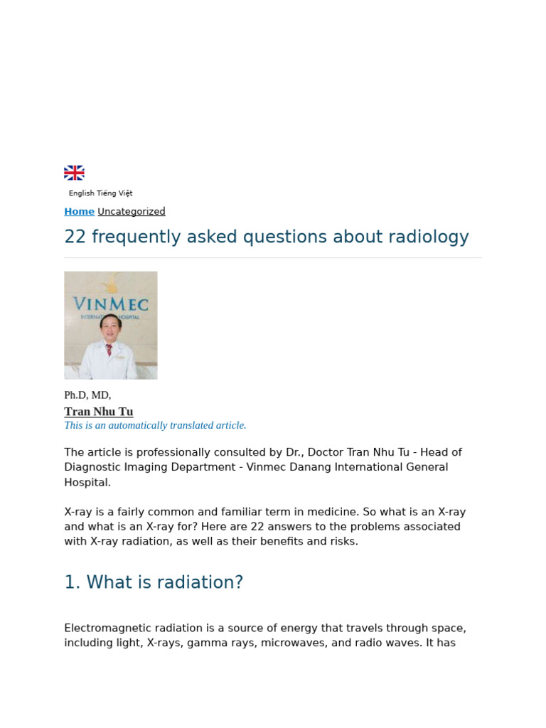 22 FAQs About X-rays and Radiation Risks | PDF | Mammography | Ct Scan