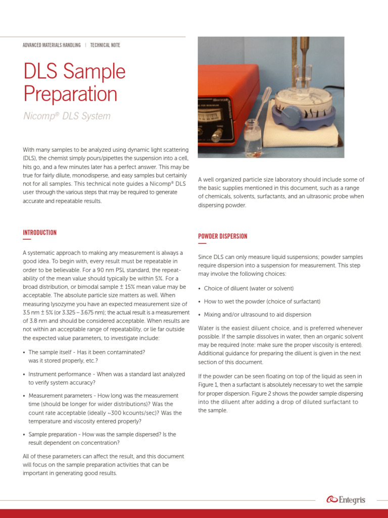 Technote Dls Sample Preparation 10568 | PDF | Sodium Chloride | Filtration
