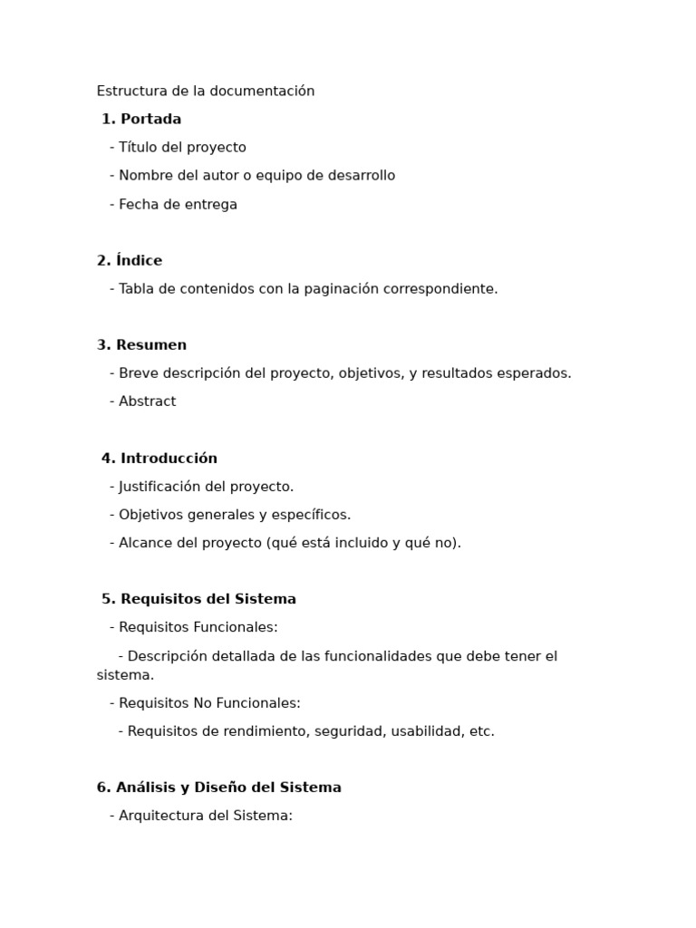 Estructura de La Documentación | PDF | Bases de datos | Software