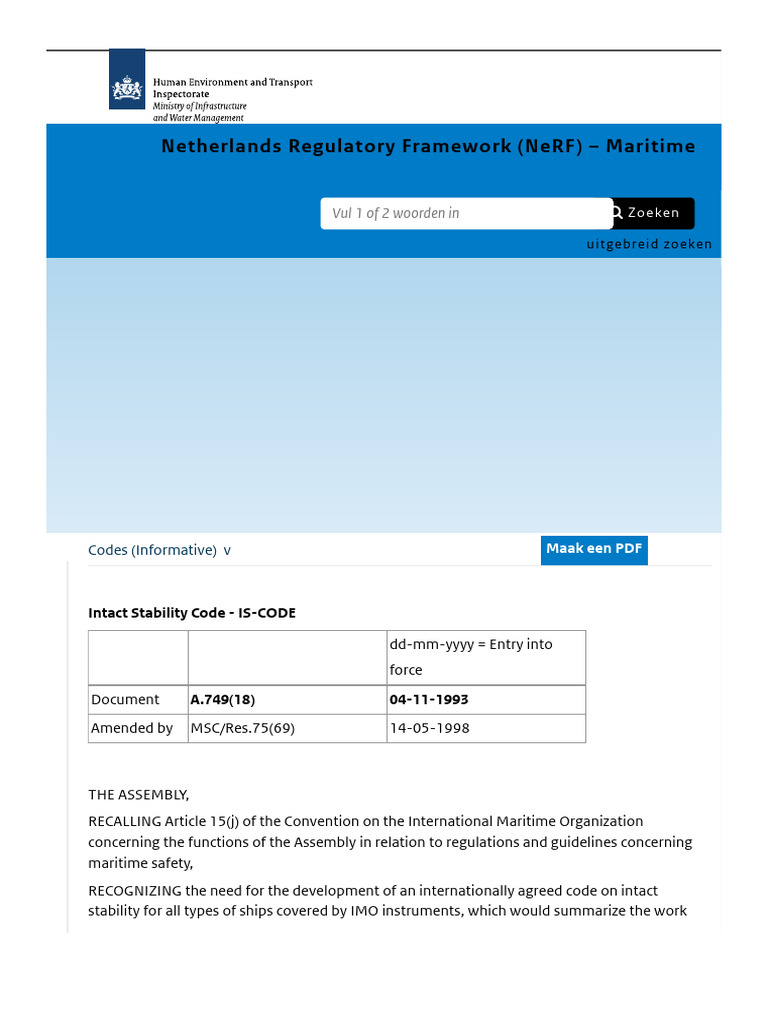 IS-Code Code On Intact Stability by IMO Instruments (IS Code 1998 ...