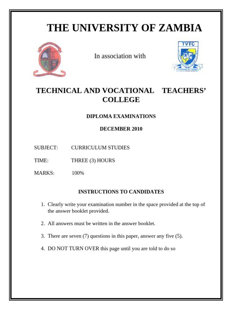 Curriculum Studies Paper One Dec 2010 Draft | PDF