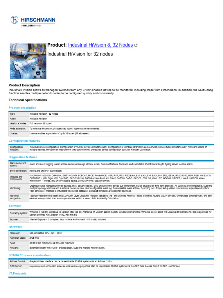 IndustrialHiVision832Nodes Techdata | PDF | Computer Network | 64 Bit Computing