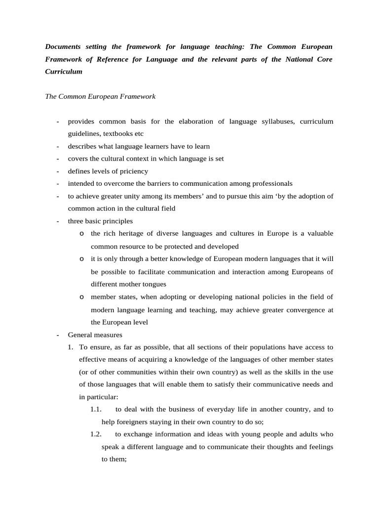 Documents Setting The Framework For Language Teaching | PDF | Learning ...