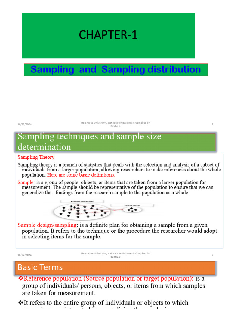 CH-1 Sampling and Sampling Distribution | PDF | Sampling (Statistics) | Statistics