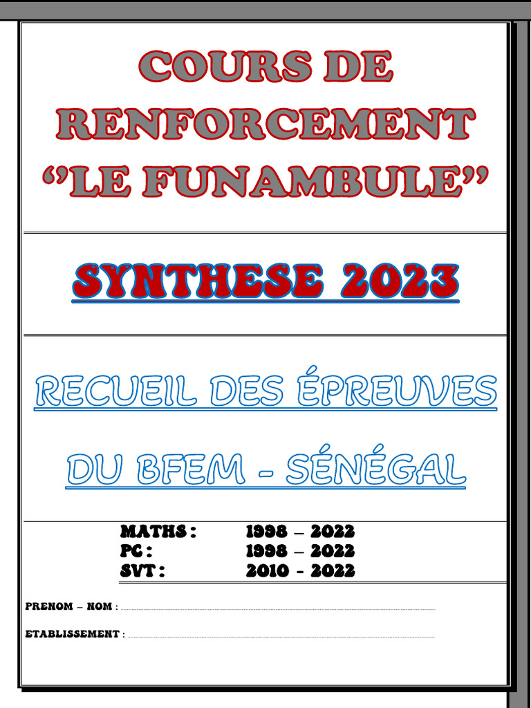 Mathématiques BFEM 2023 : Synthèse et Exemples | PDF | Triangle | Cercle