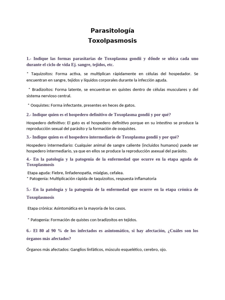 Tarea 3 Toxoplasmosis Editada | PDF | Especialidades Medicas | Enfermedades y trastornos