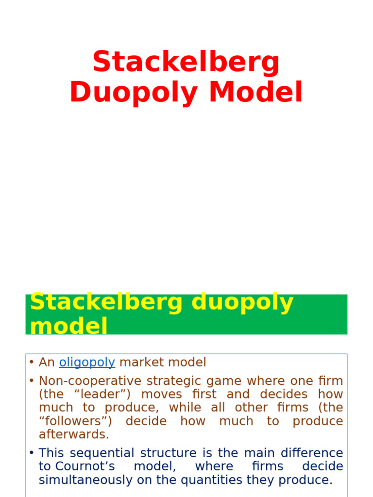 Stackelberg Duopoly Model | PDF | Economic Equilibrium | Mathematical ...